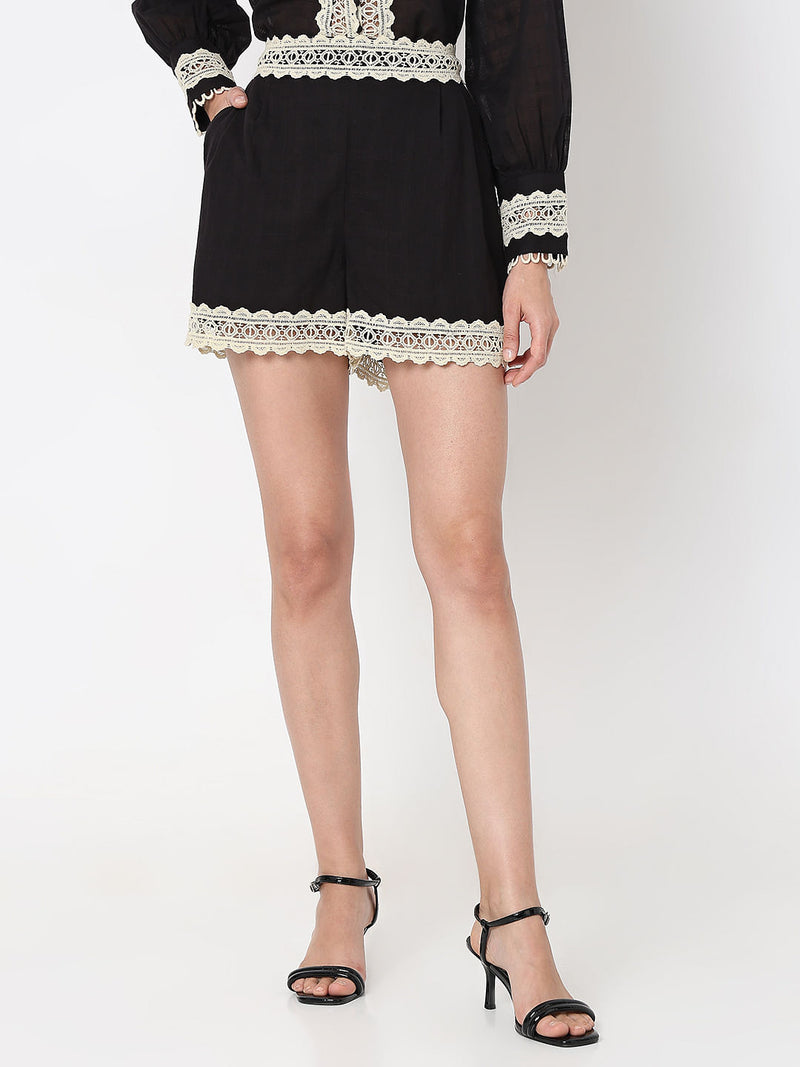 Black Lace Co-ord Set Shorts