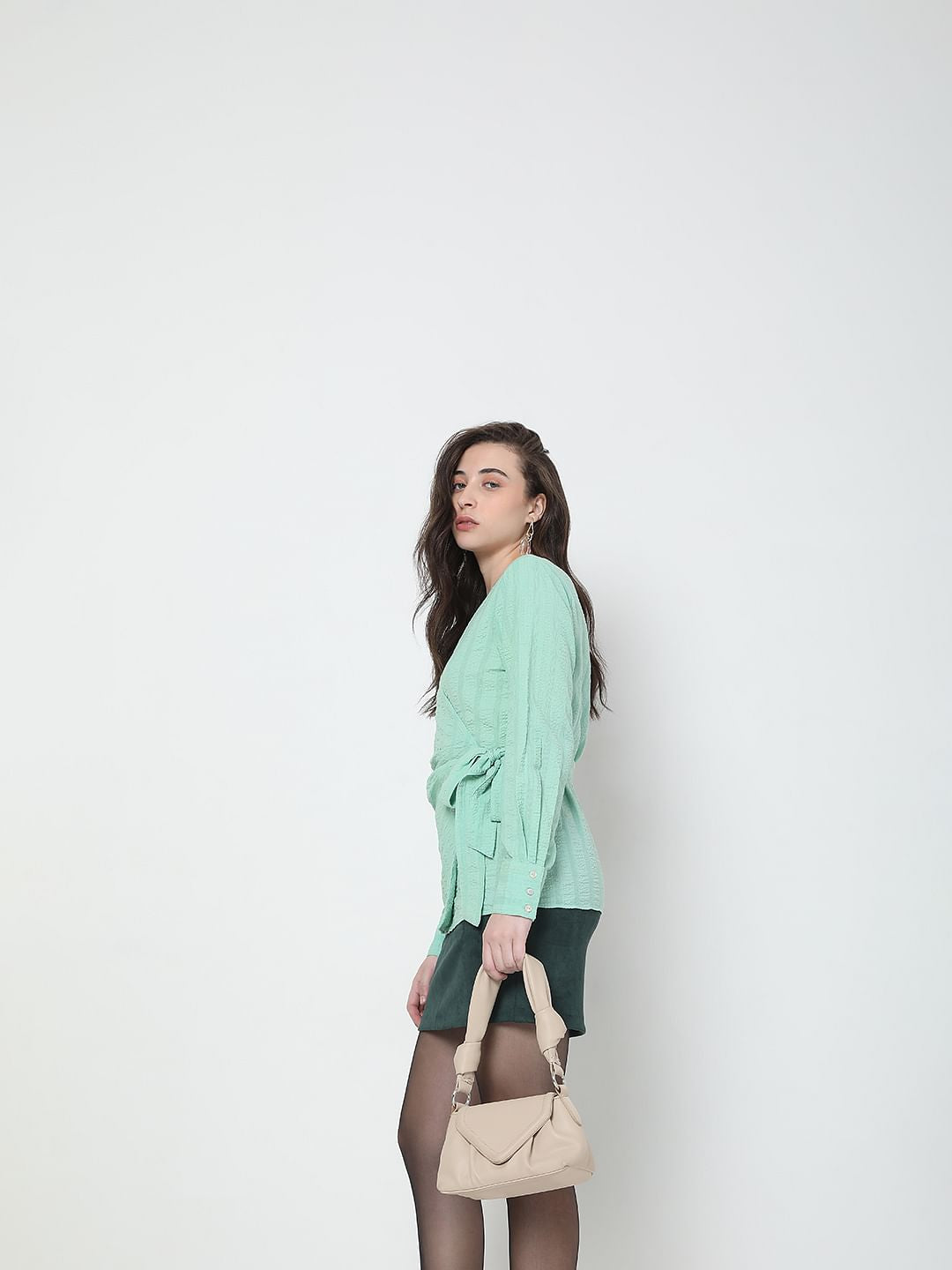 Buy Green Front Wrap Top For Women Online in India | VeroModa