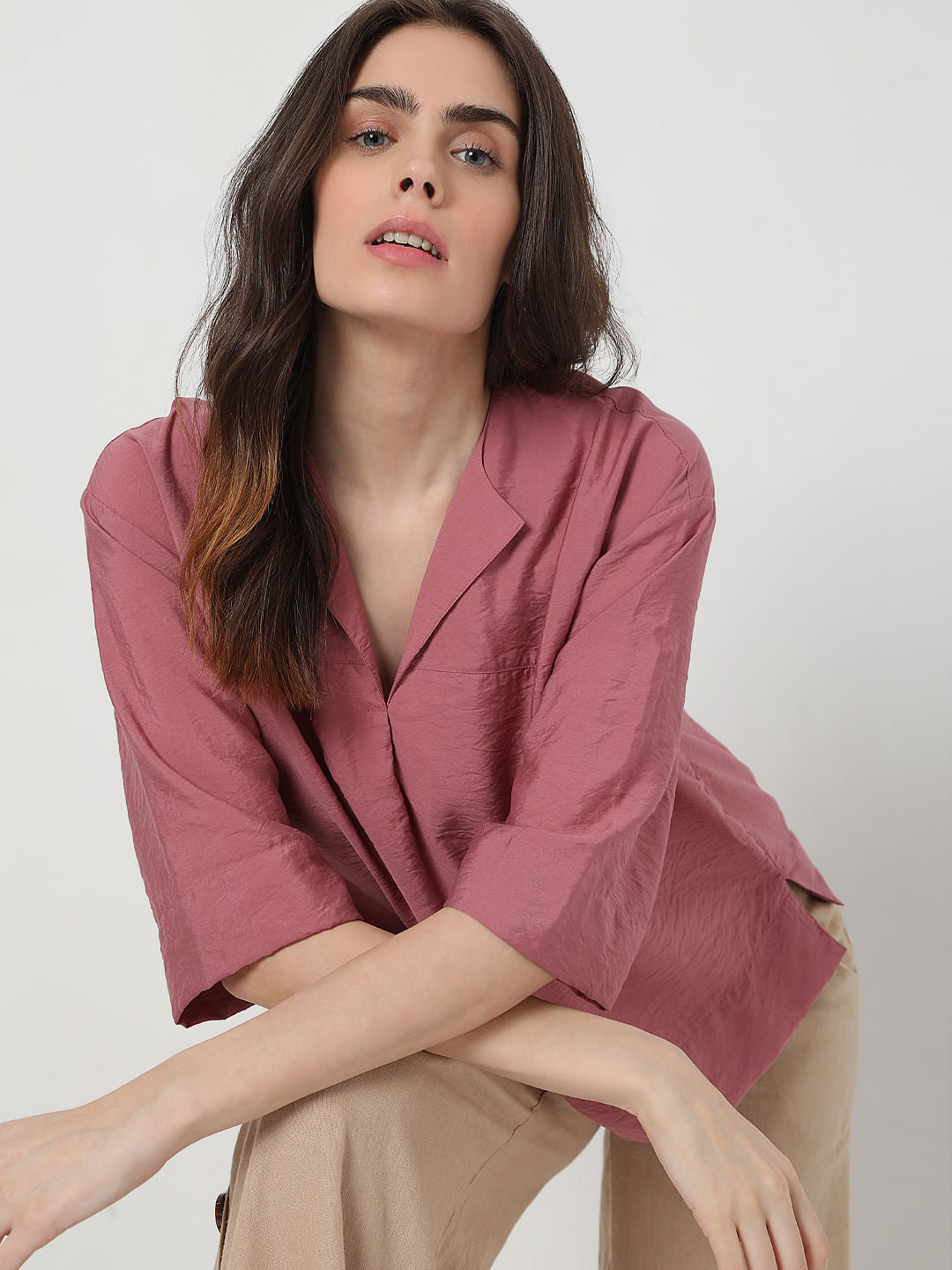 Women Tops - Buy Women Pink Textured Top Online