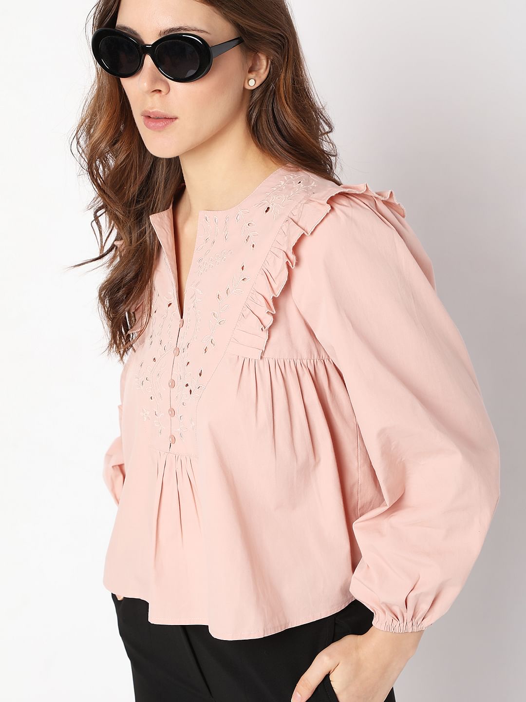 Buy Pink Textured Top For Women Online in India | VeroModa
