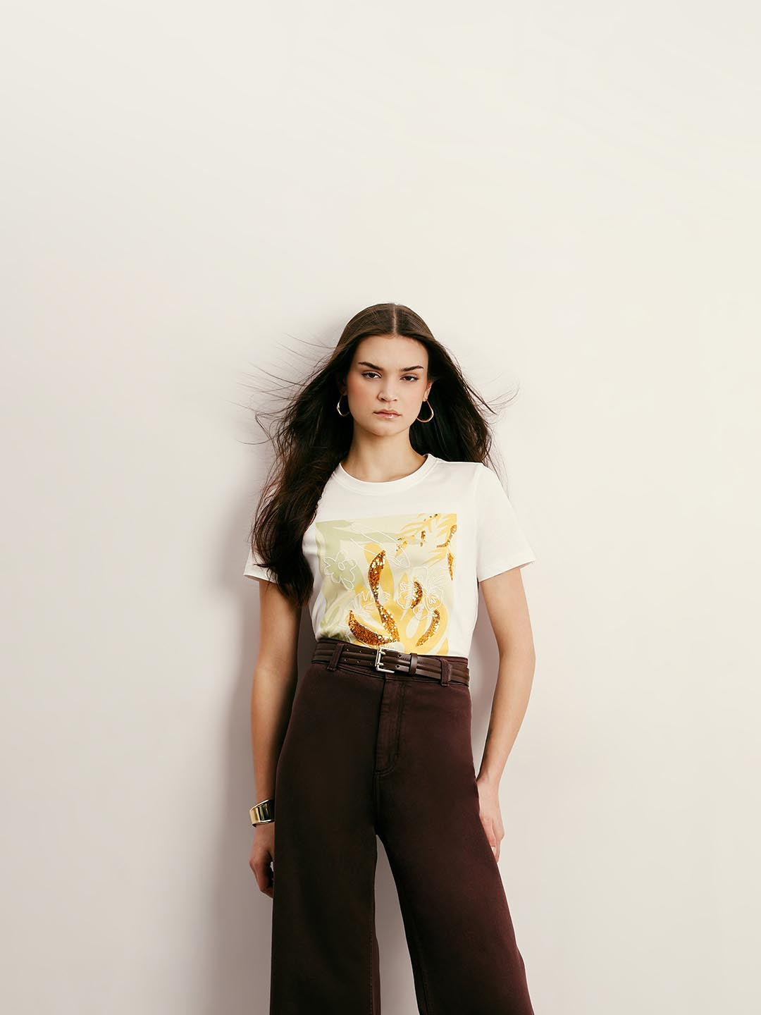 VERO MODA White Embellished Print T-shirt