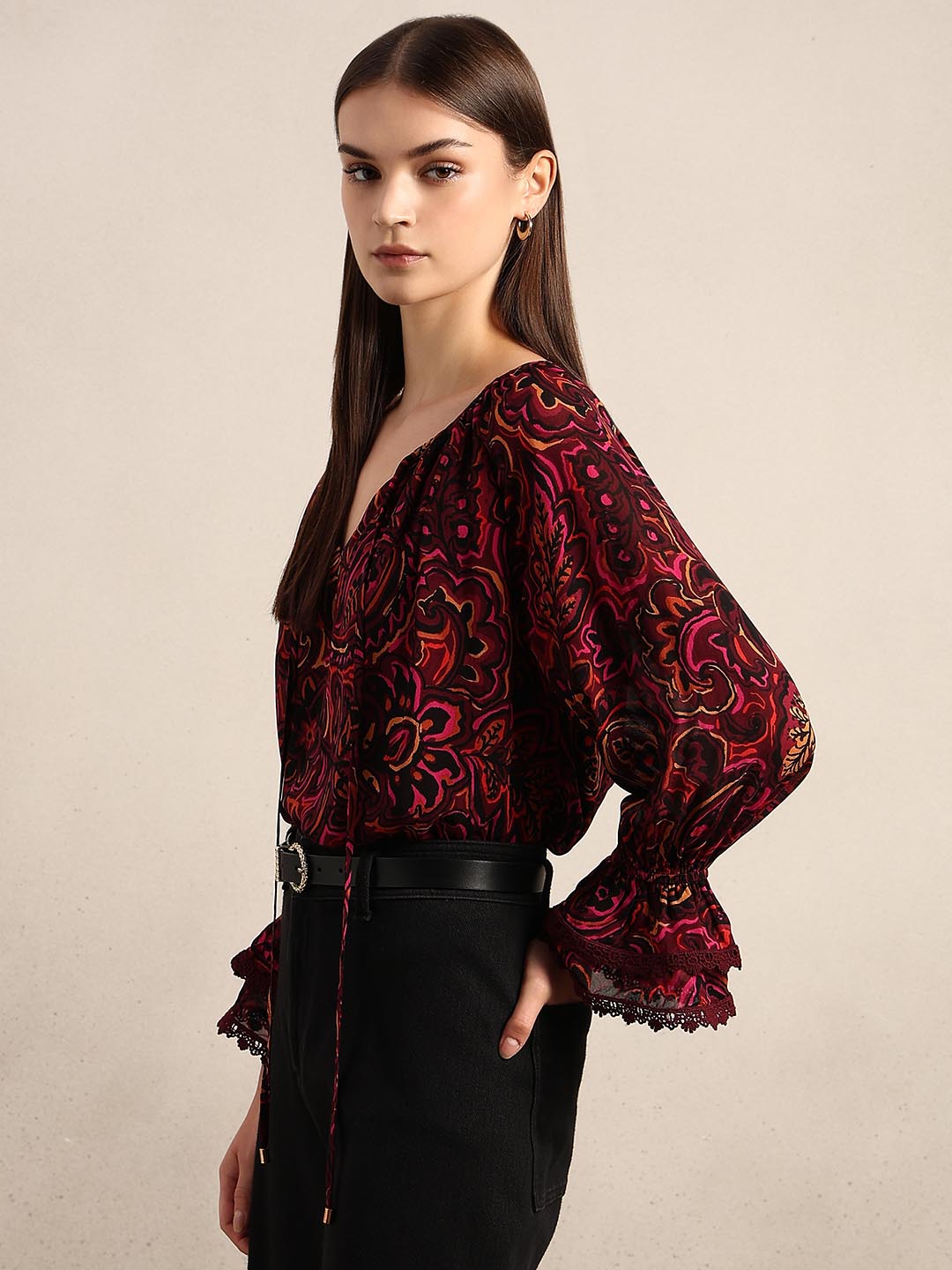Red Printed Top