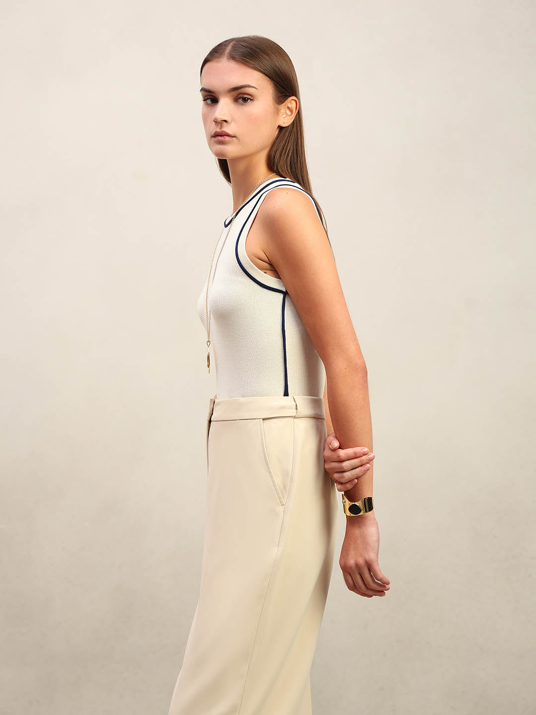 Ivory Sleeveless Knit Tank